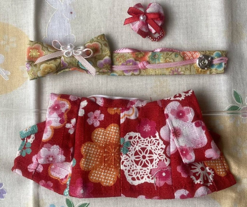 HANDMADE KIMONO FOR MOTHER RED FLORAL Calico Critters Sylvanian Famili